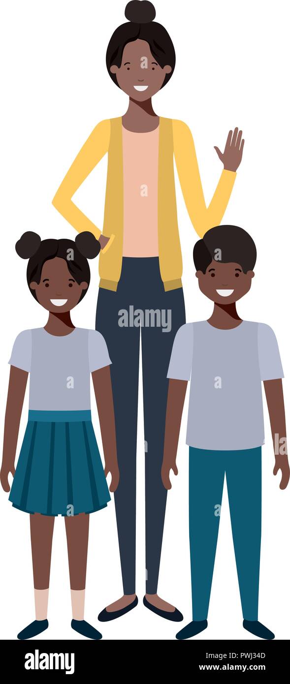 mom with her children avatar character Stock Vector Image & Art - Alamy