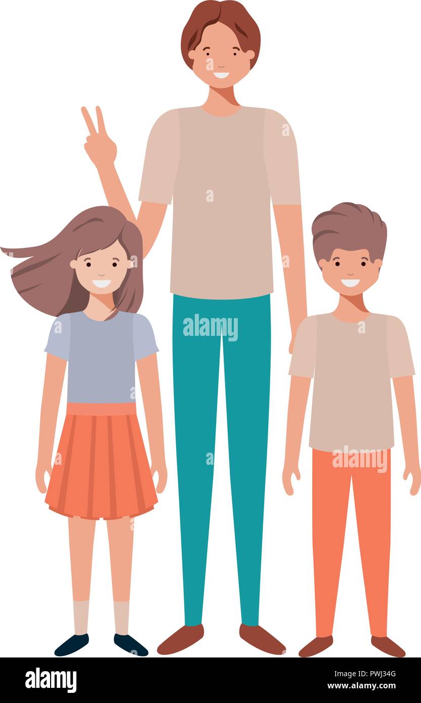 father with his children avatar character Stock Vector Image & Art - Alamy