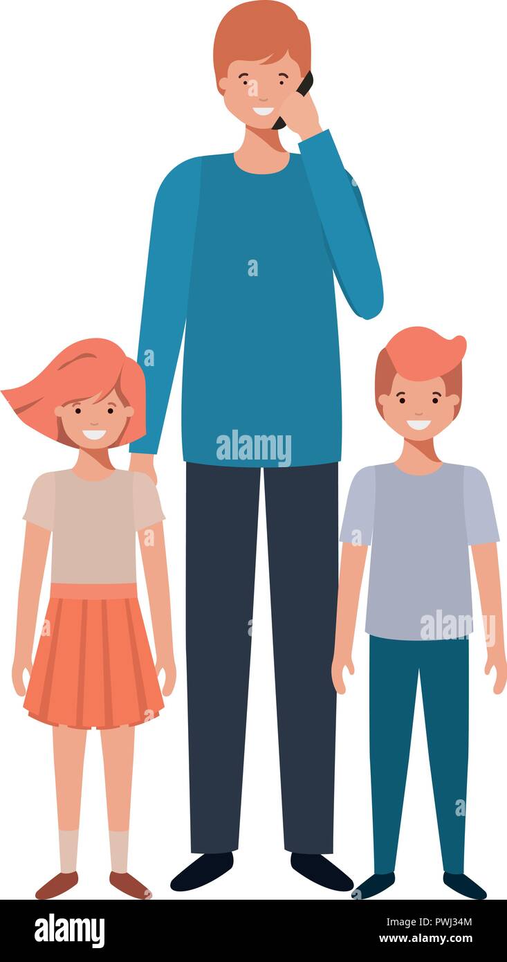 father with his children avatar character Stock Vector Image & Art - Alamy
