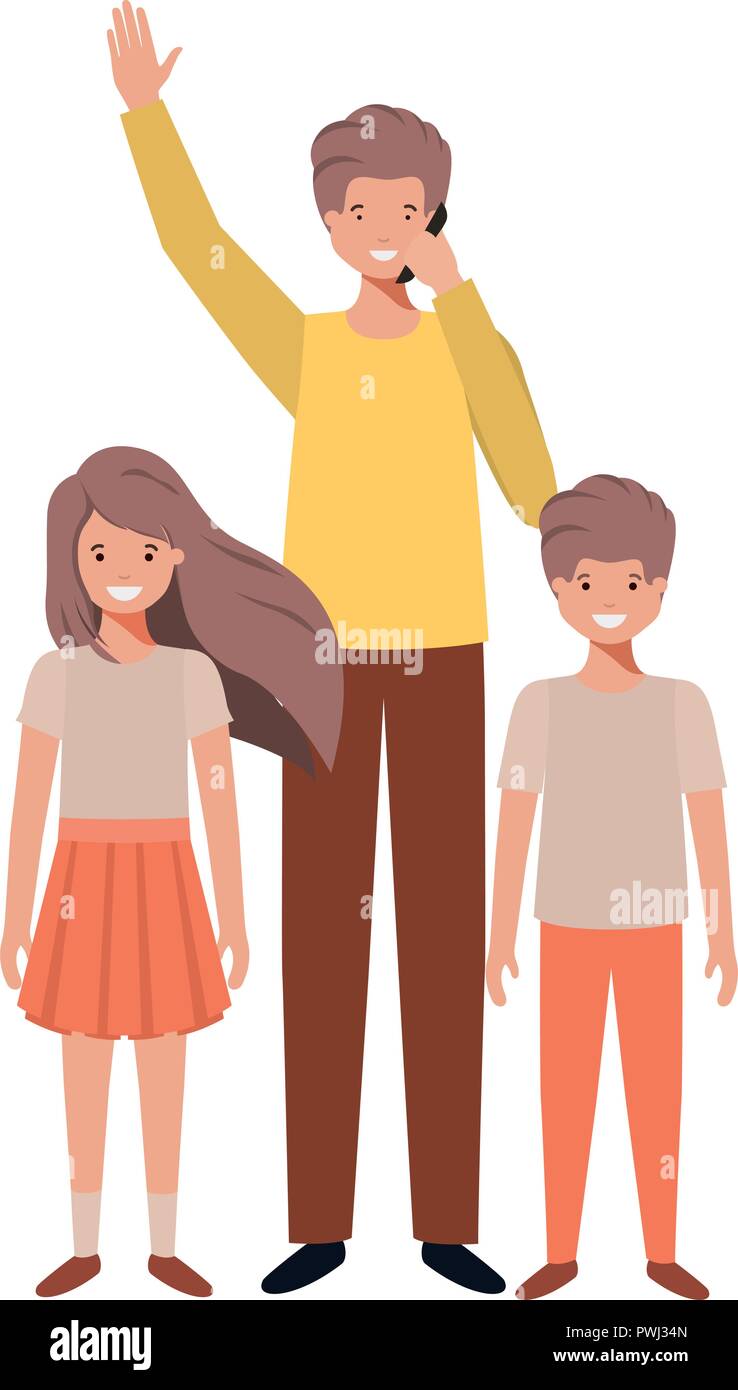 father with his children avatar character Stock Vector Image & Art - Alamy