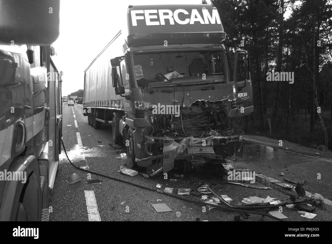 Crash on motorway Black and White Stock Photos & Images - Alamy