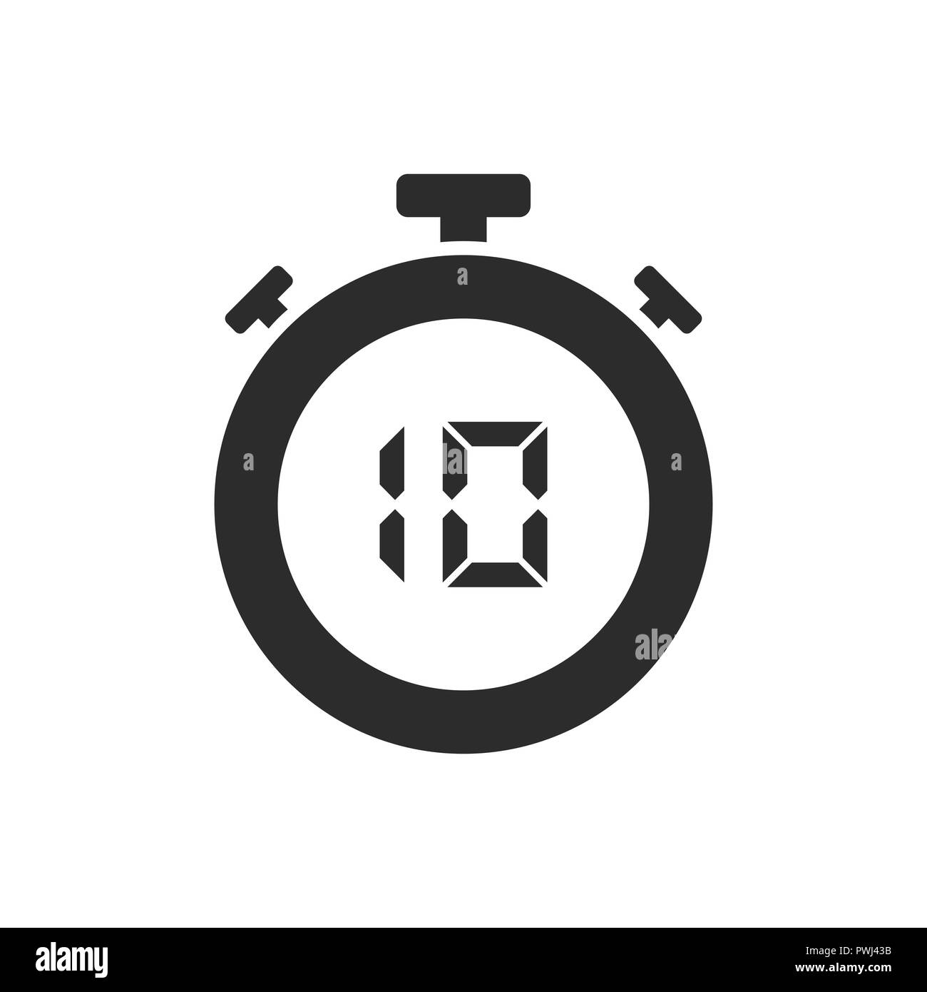 Isolated stopwatch icon with ten seconds. Vector illustration Stock ...