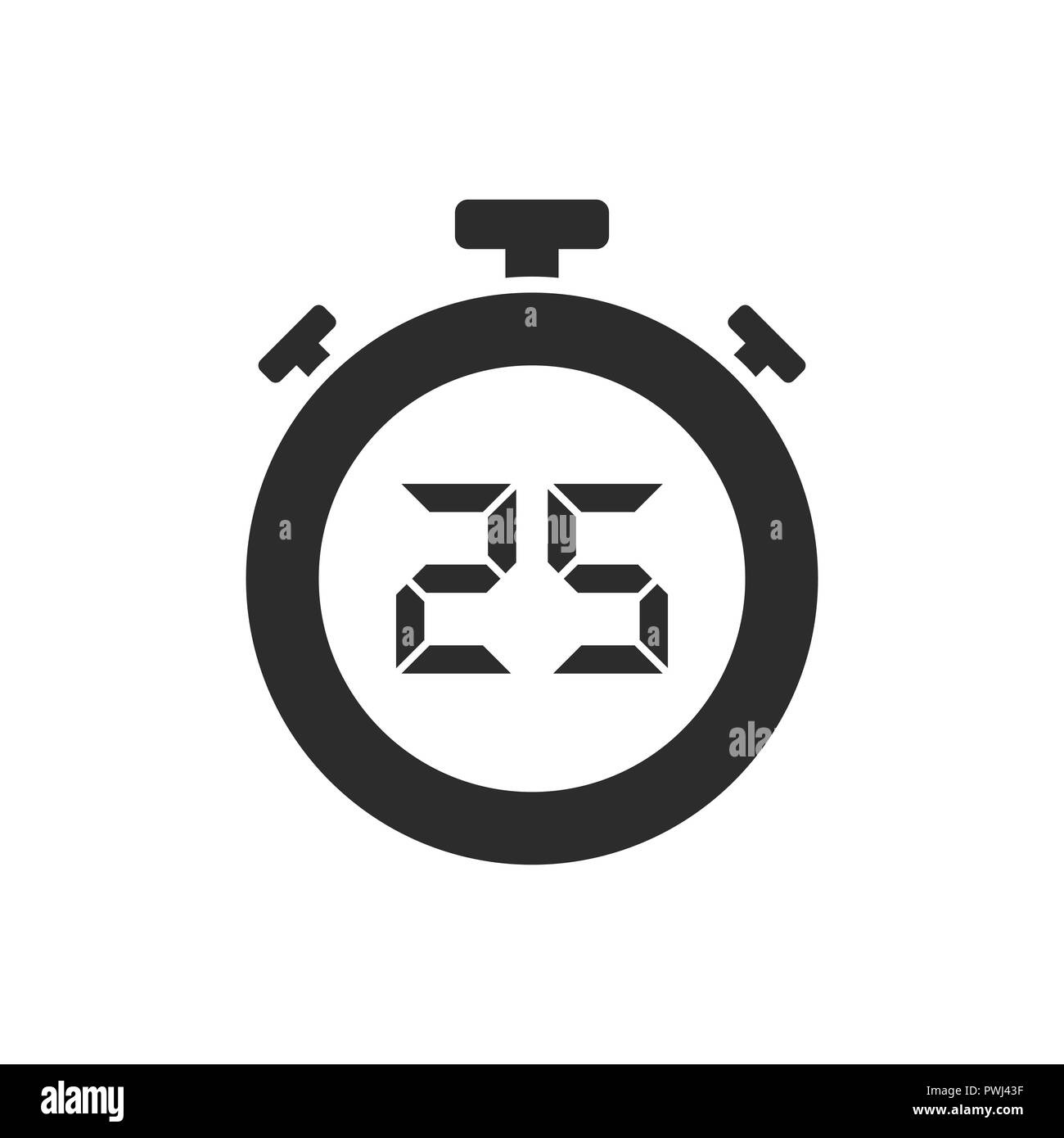 Isolated stopwatch icon with twenty five seconds. Vector illustration ... Isolated stopwatch icon with twenty five seconds. Vector illustration ...