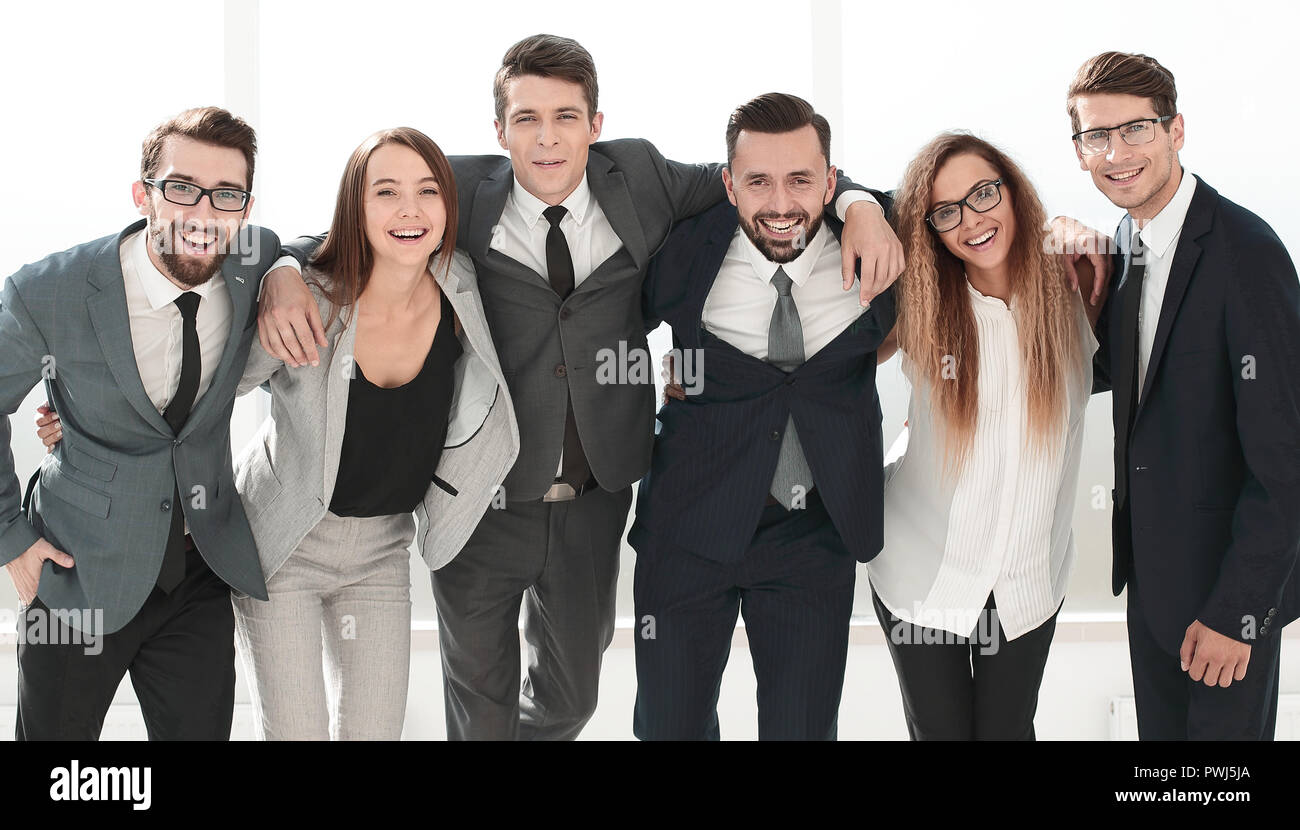 happy business team standing together Stock Photo - Alamy