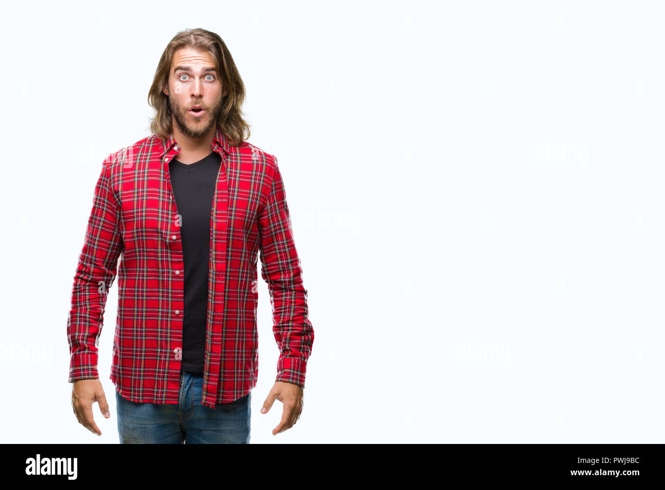 Portrait shocked handsome long Cut Out Stock Images & Pictures - Alamy