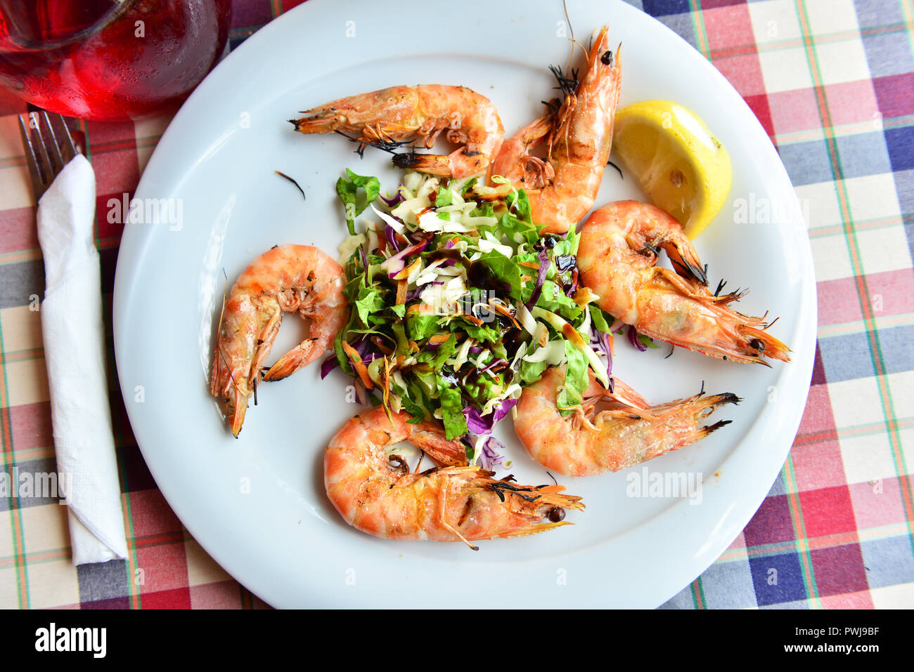 Plate with prawns Stock Photo - Alamy
