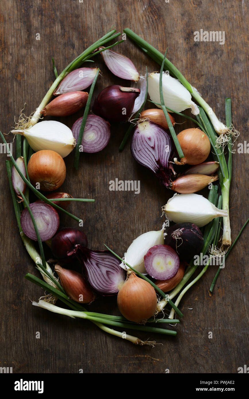 natural organic onions of different varieties Stock Photo - Alamy