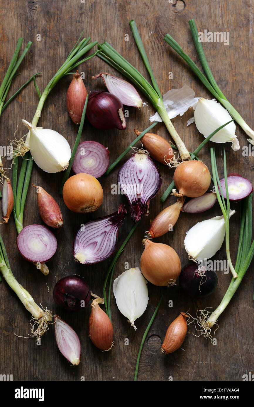 natural organic onions of different varieties Stock Photo - Alamy