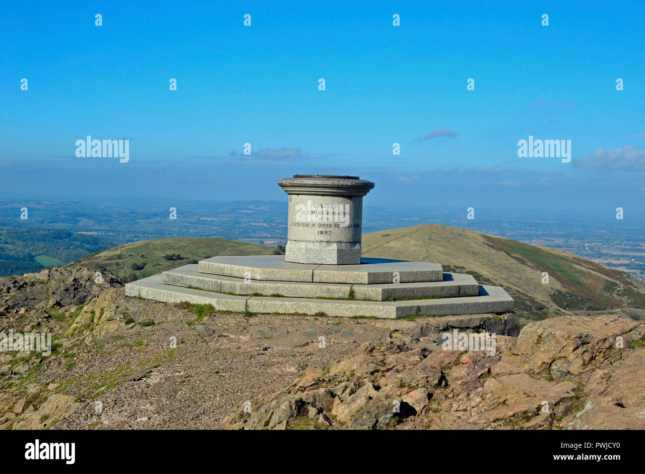 Commemoration to 60 years of Queen Victoria. View from Worcester Beacon ...