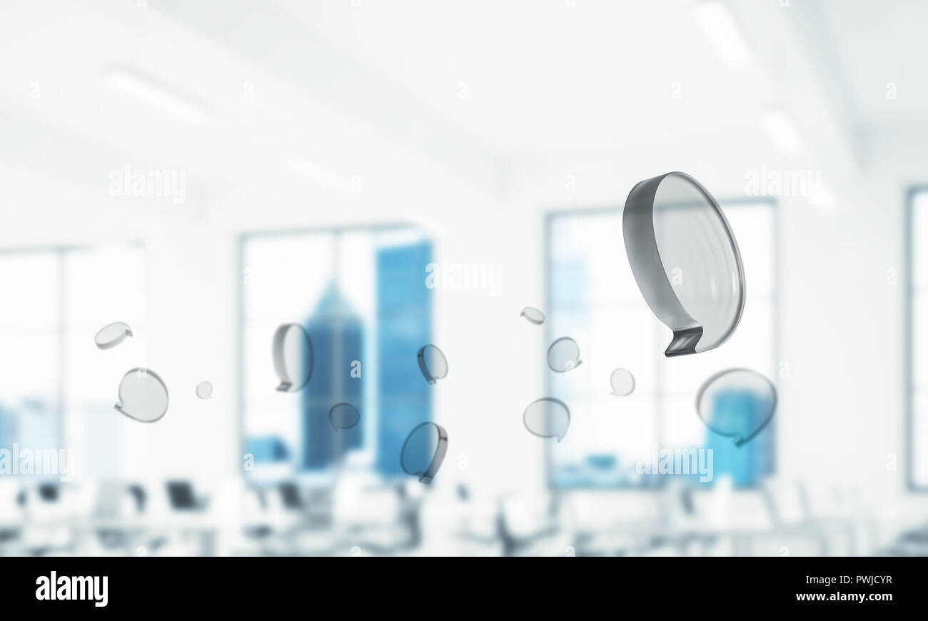 Concept of communication by glass empty chat icon on office back Stock ...