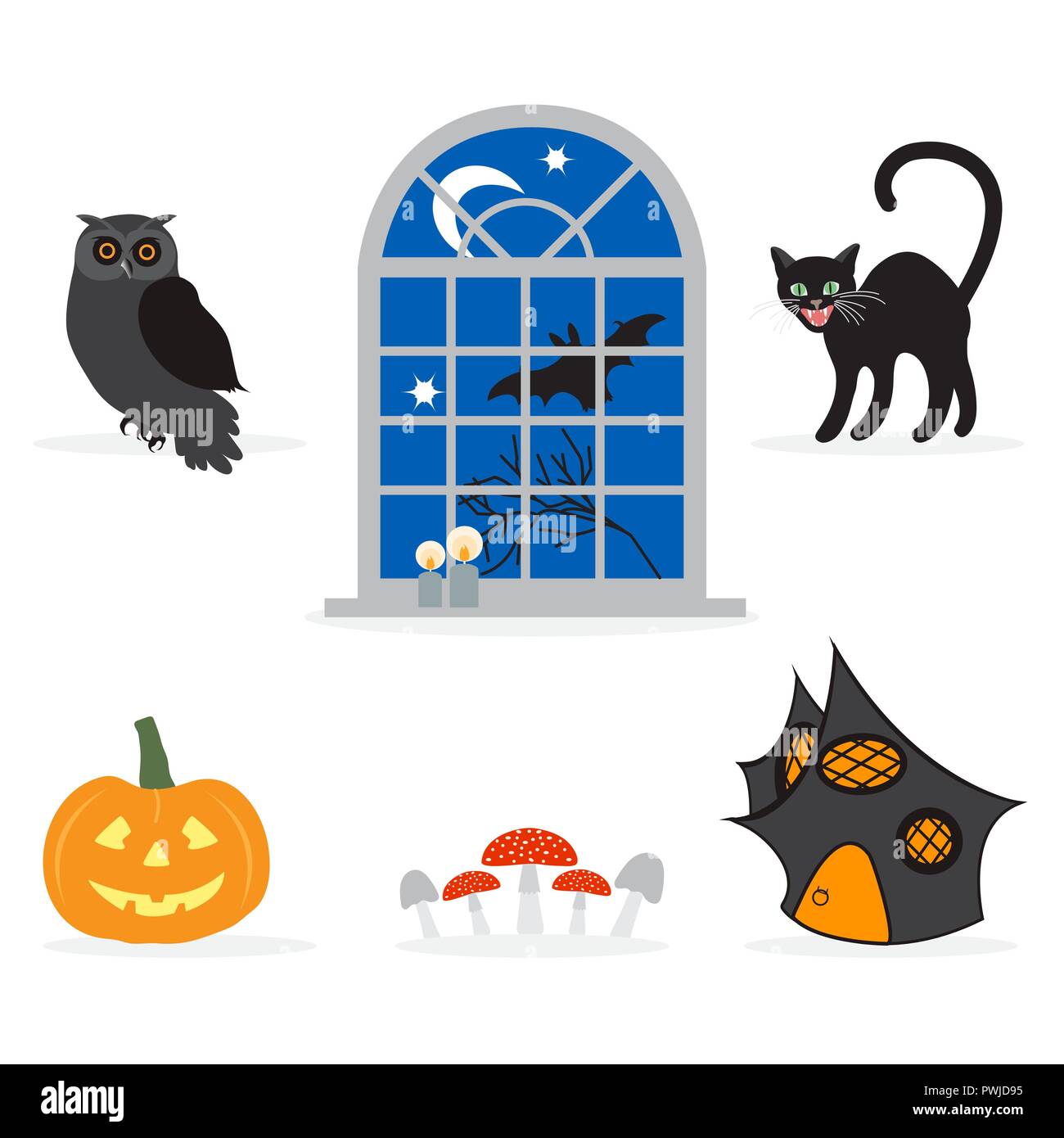 Halloween 2019 icon set. Vector illustration with traditional holiday ...