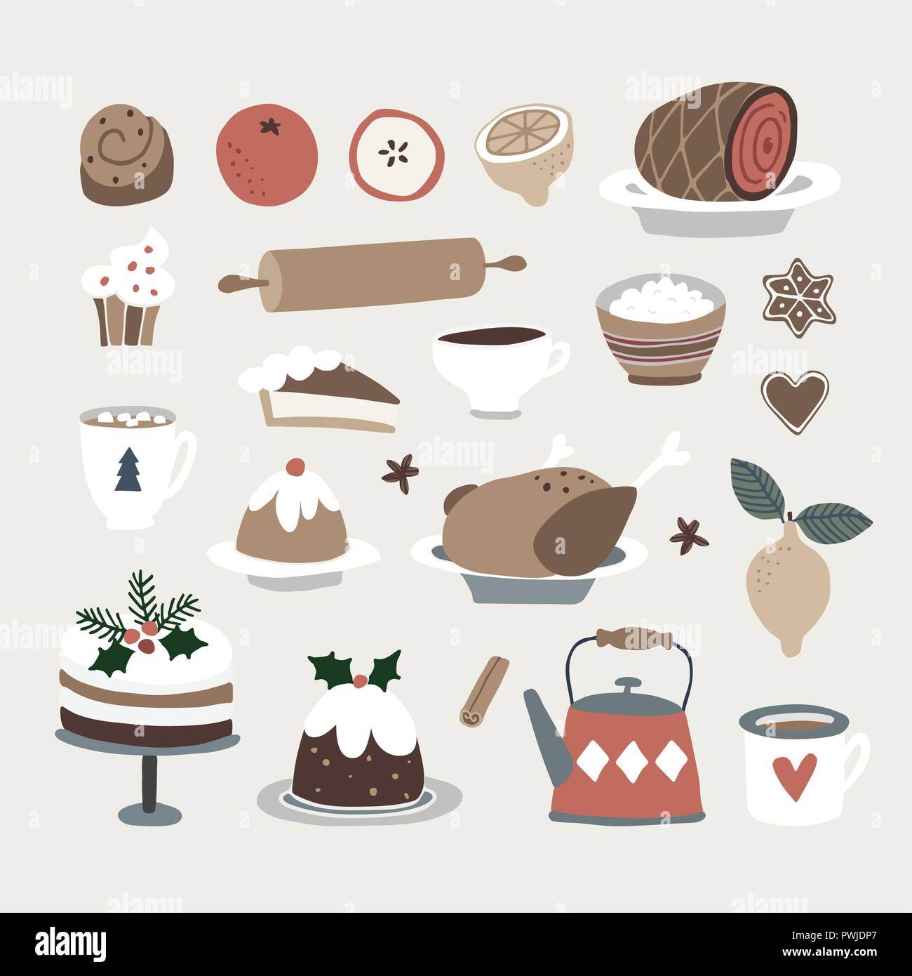 Cartoon illustration christmas cake pudding hi-res stock photography ...