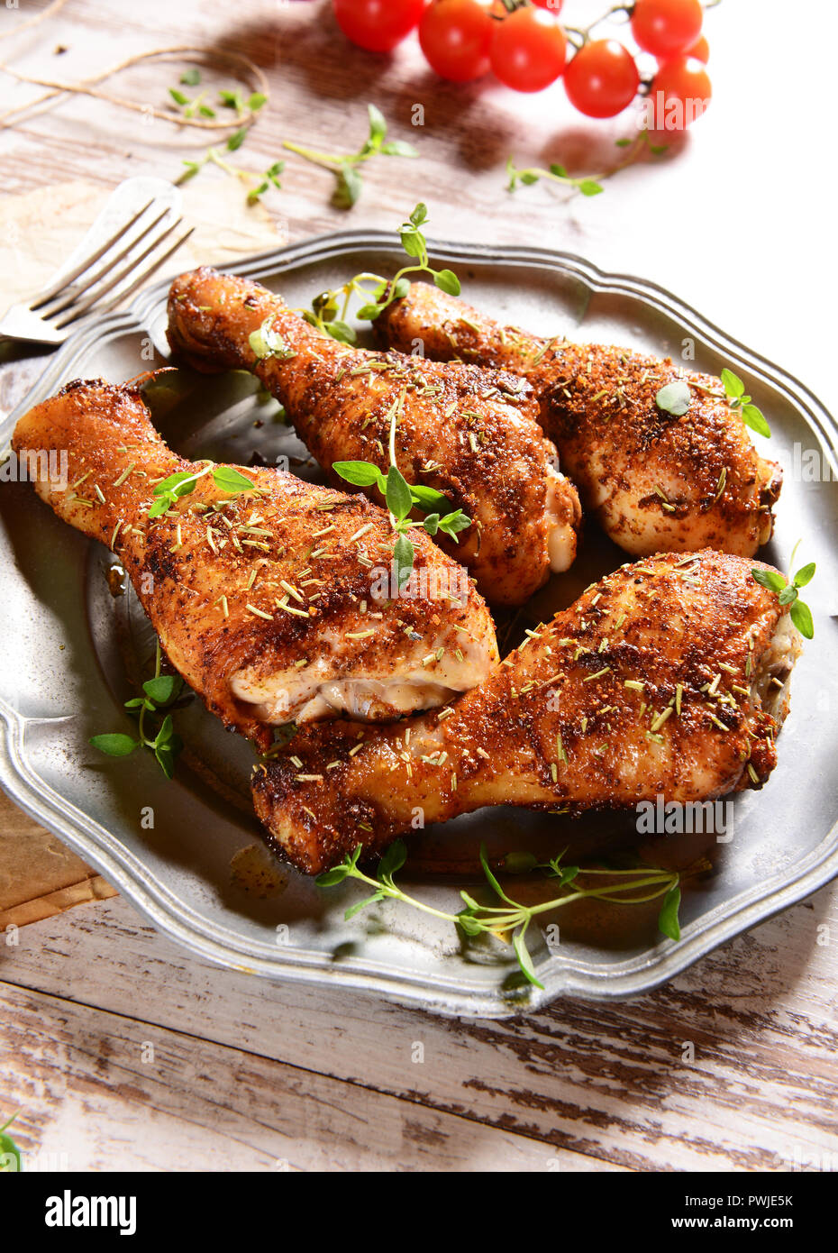Chicken legs with thyme Stock Photo - Alamy
