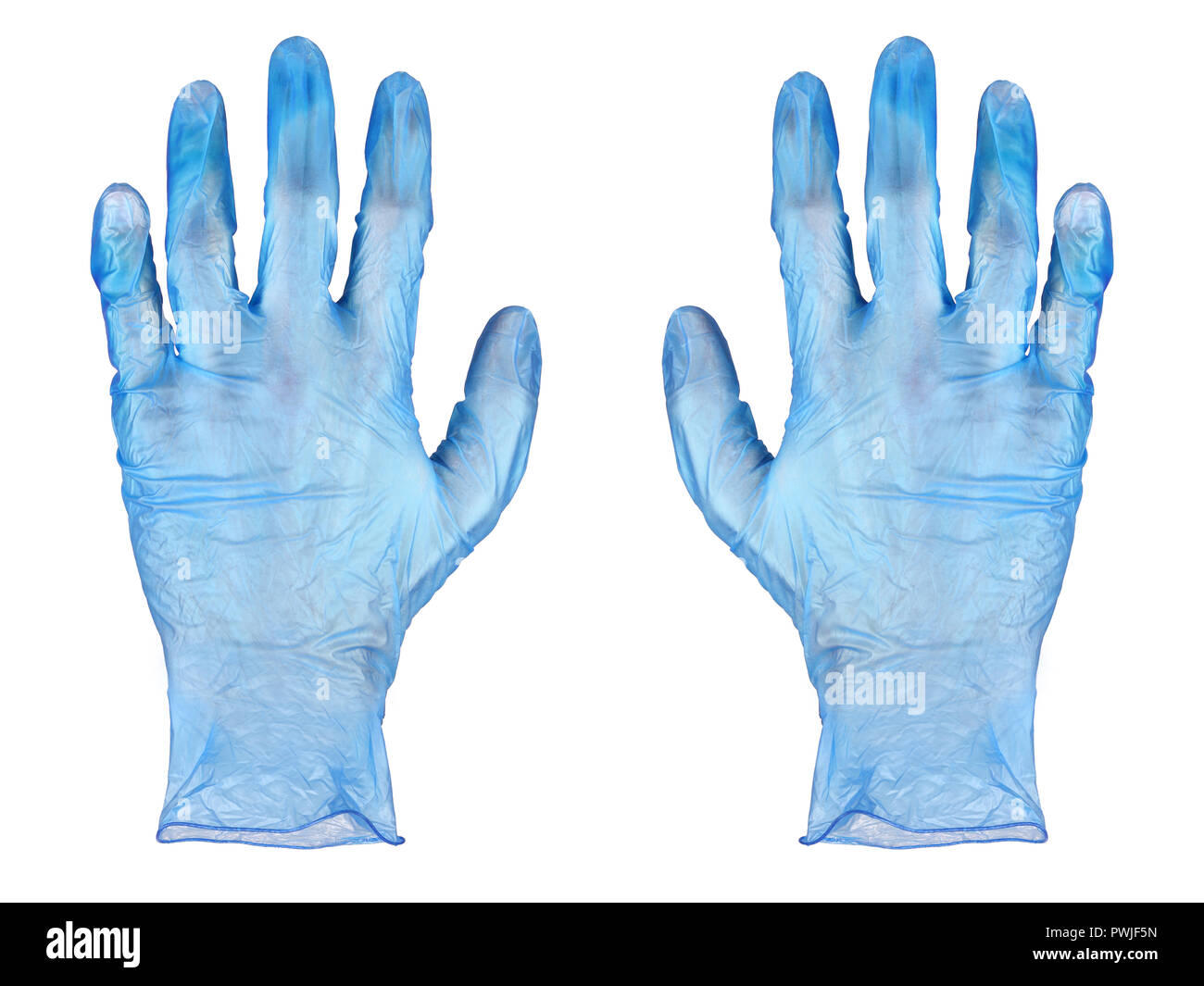 Blue transparent rubber gloves isolated on white background Stock Photo ...