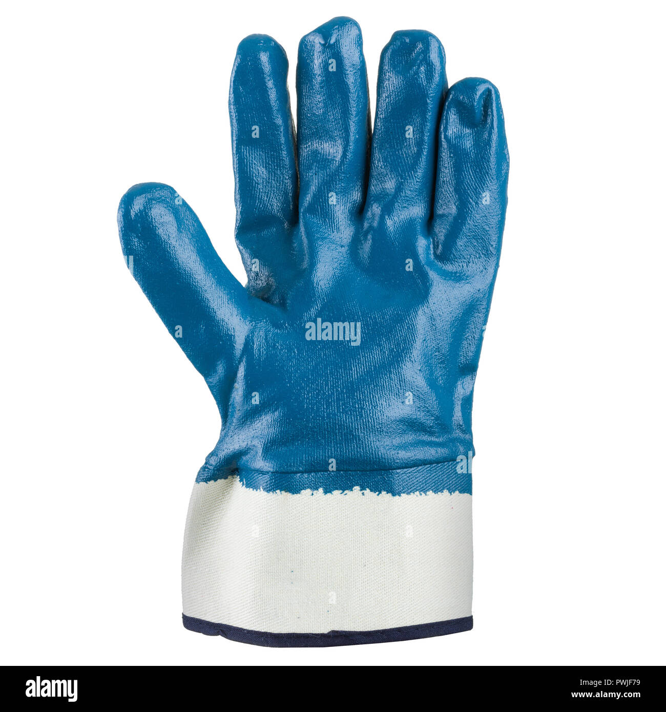 Blue protection glove for worker isolated on white background Stock ...