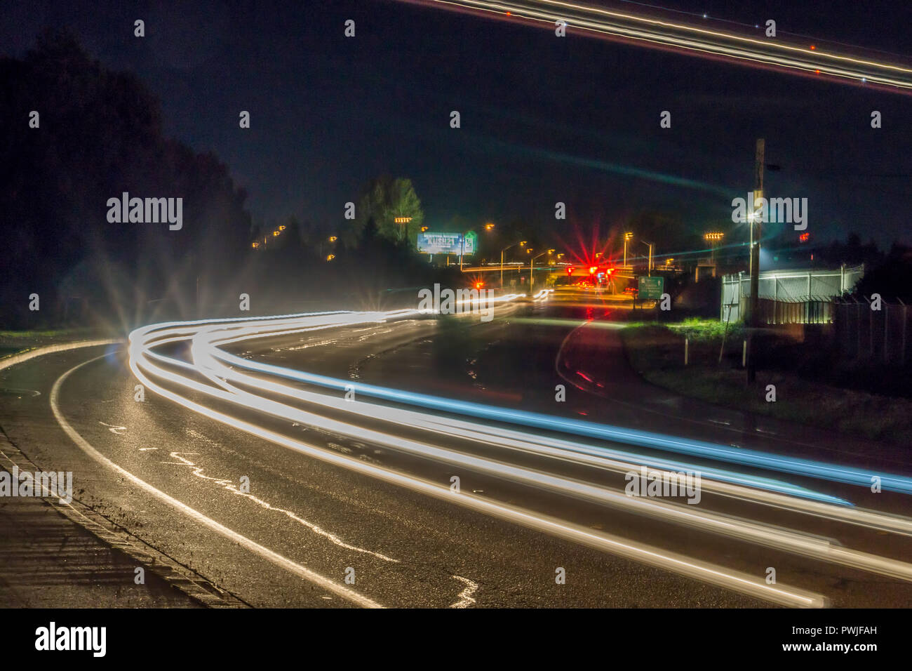 An abstract shot of moving car lights at a slow shutter speed Stock ...