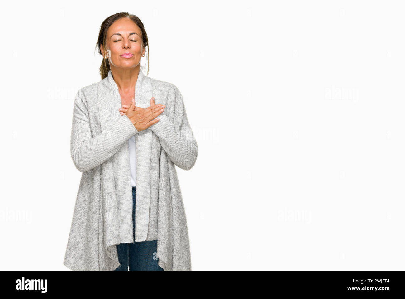 Woman chest pain winter Cut Out Stock Images & Pictures - Alamy