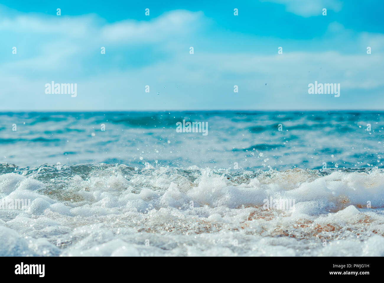 Caribbean sea surface summer wave background. Exotic water landscape ...