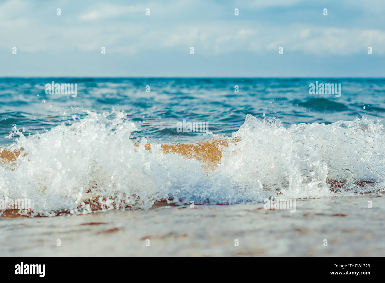 Caribbean sea surface summer wave background. Exotic water landscape ...