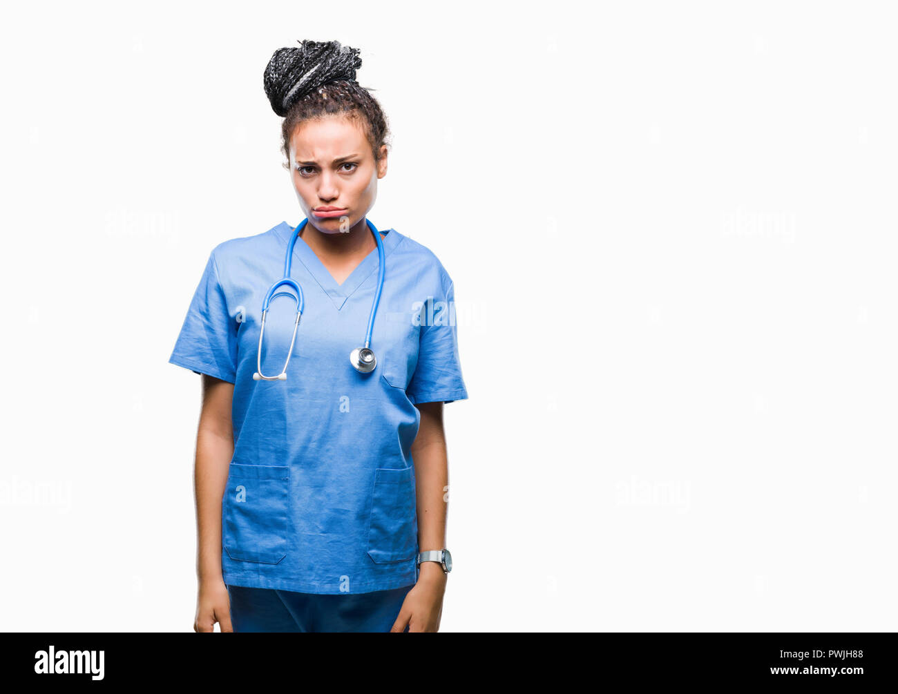 Young braided hair african american girl professional surgeon over ...