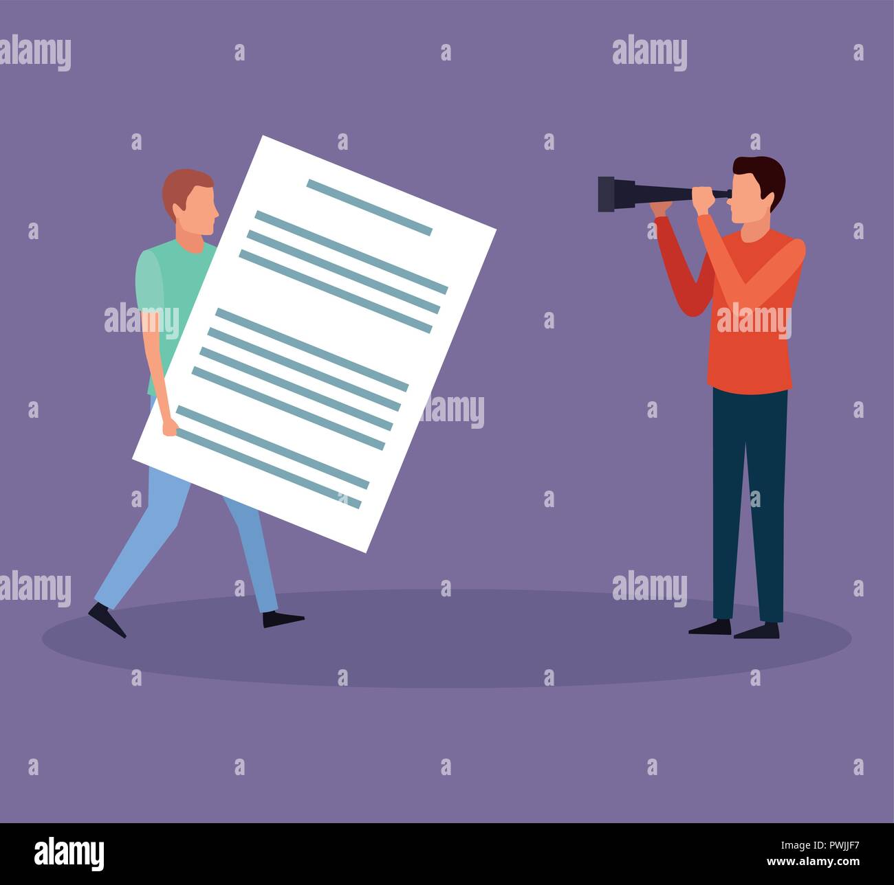 business characters carrying document and document vector illustration ...