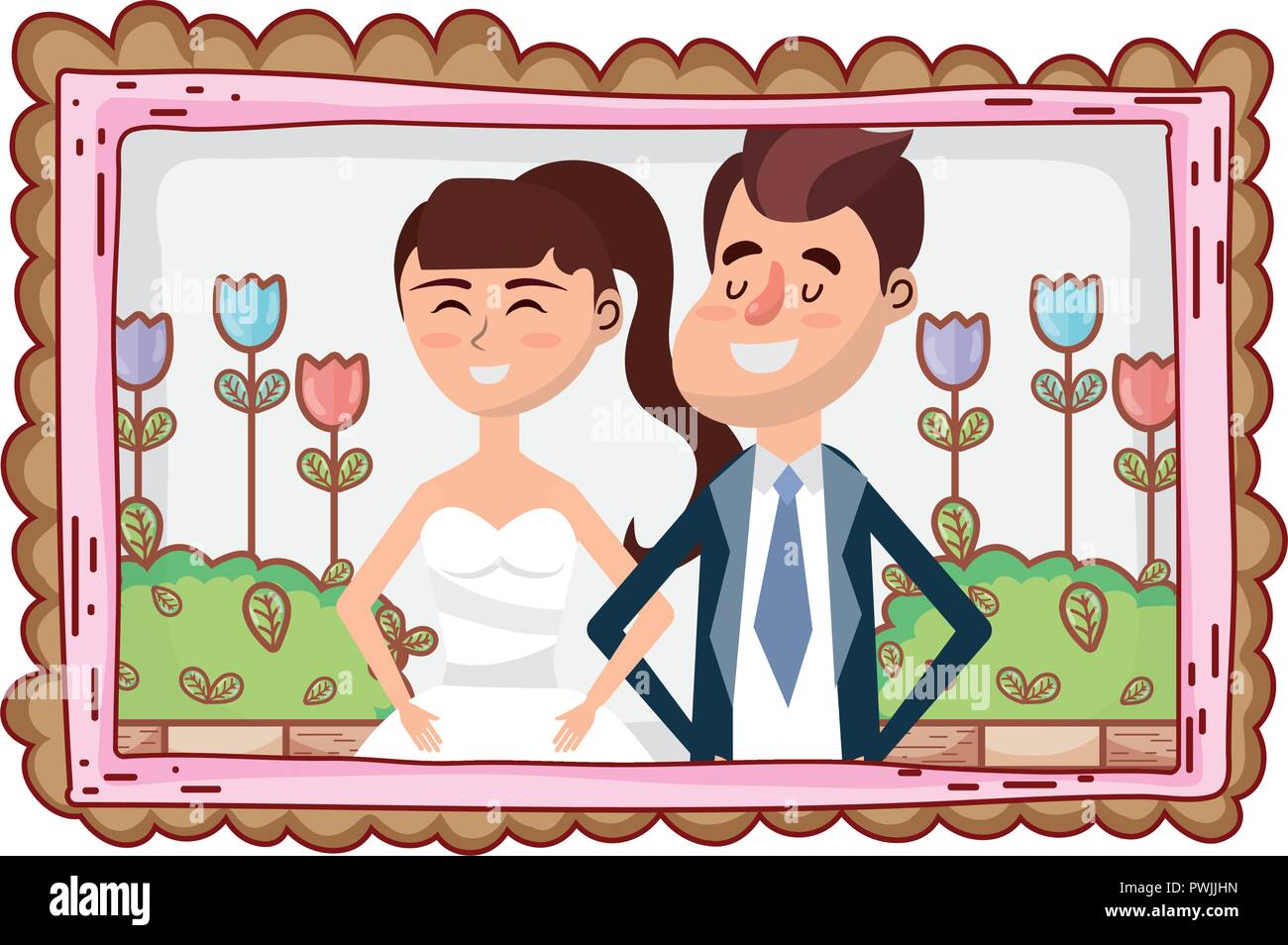 wedding portrait cartoon Stock Vector Image & Art - Alamy