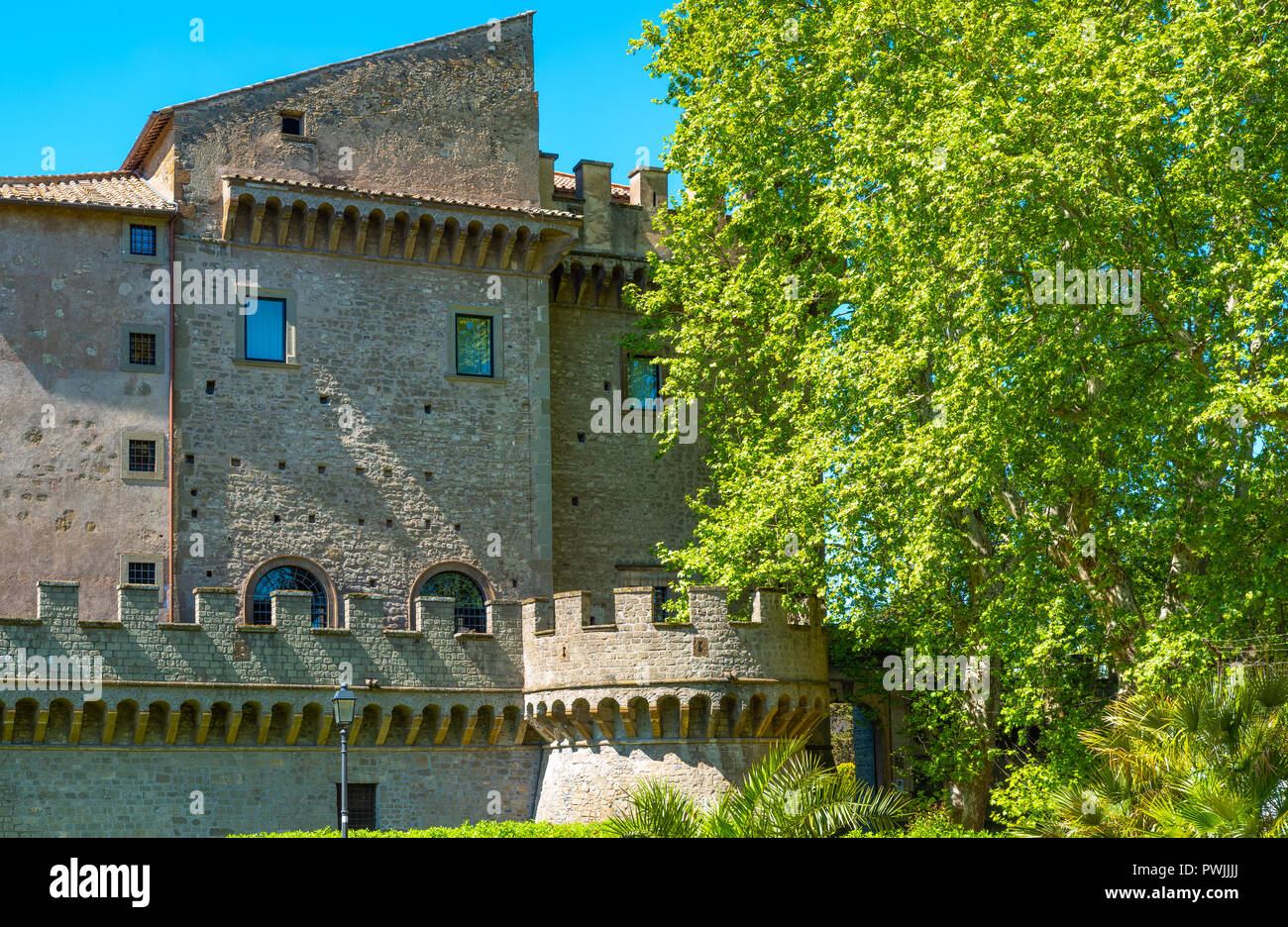 Italy, Grottaferrata, view of the walls of the Greek Abbey of St. Nilo ...