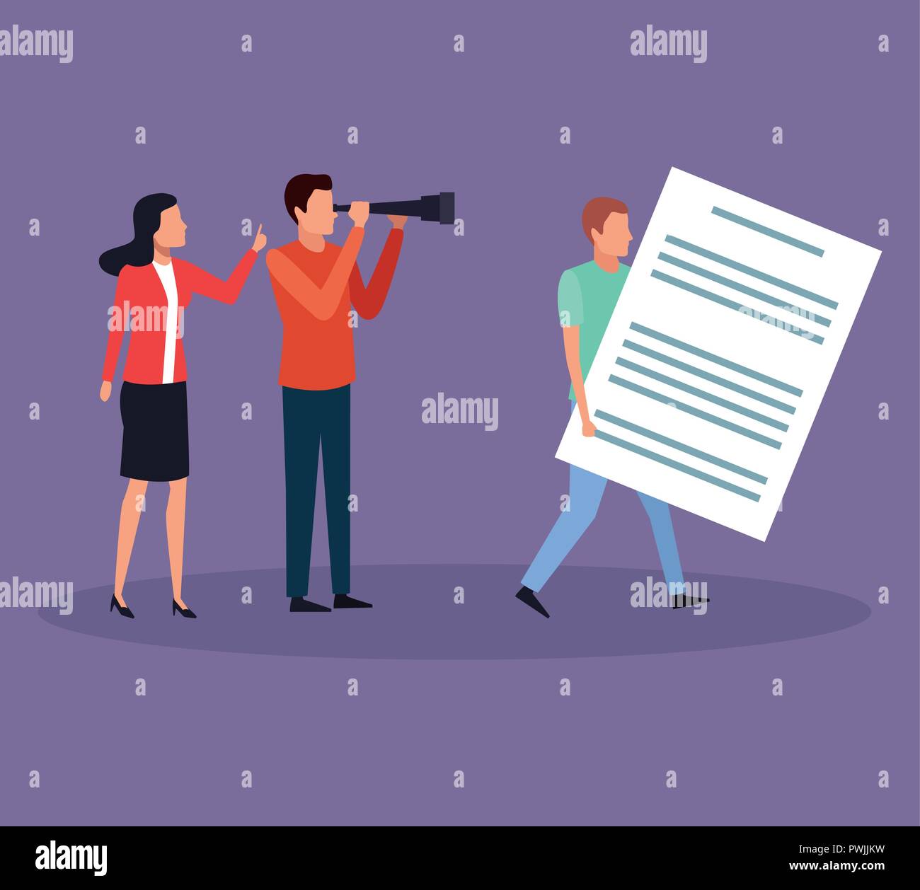 business characters carrying document and document vector illustration ...