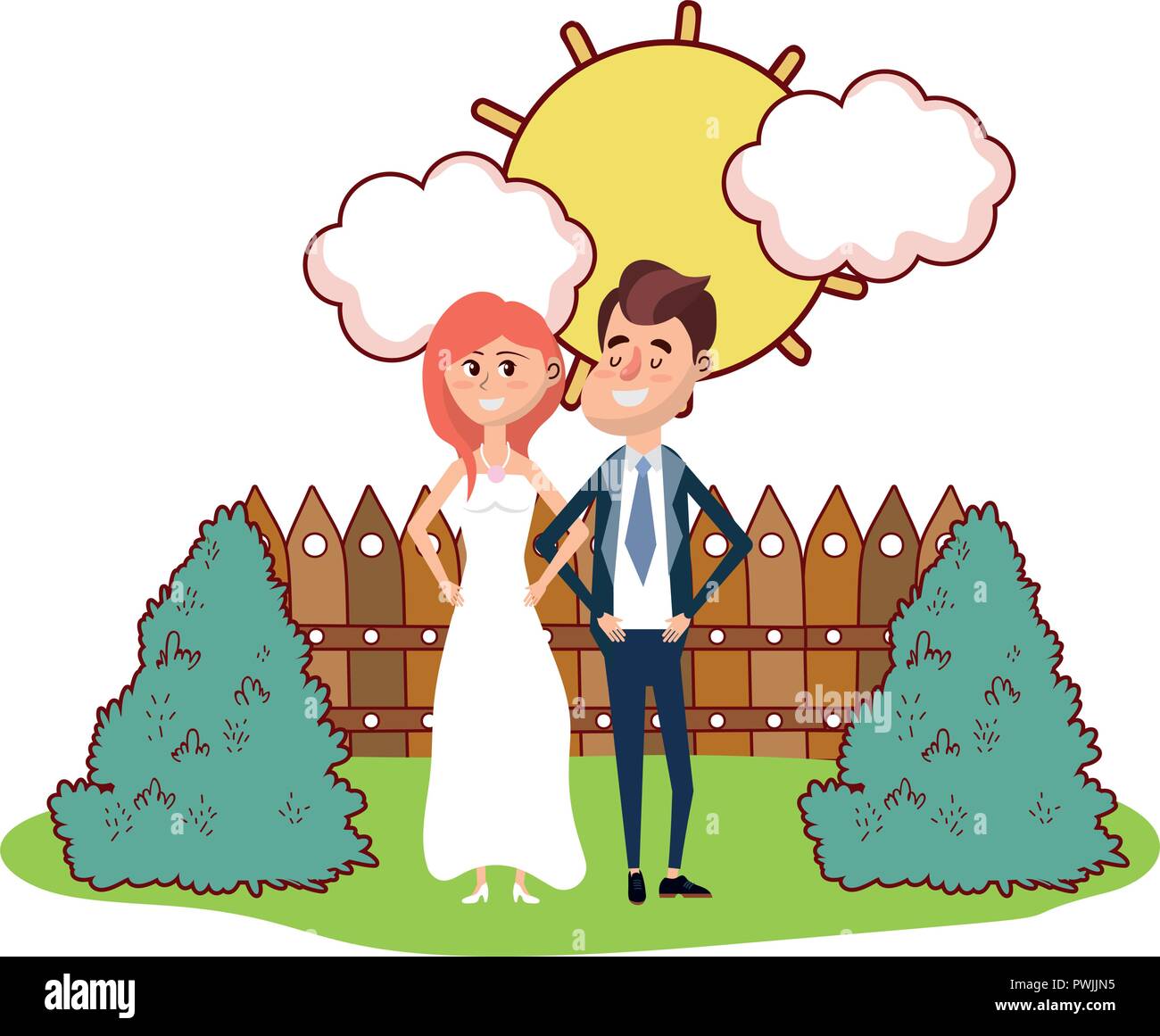 wedding portrait cartoon Stock Vector Image & Art - Alamy