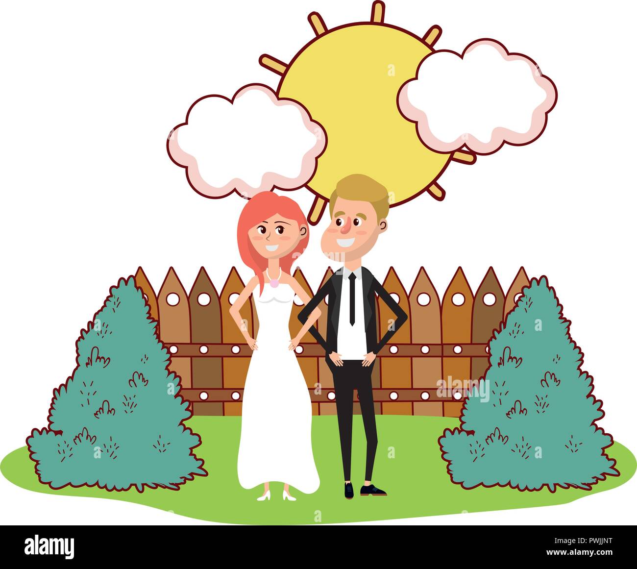 wedding portrait cartoon Stock Vector Image & Art - Alamy