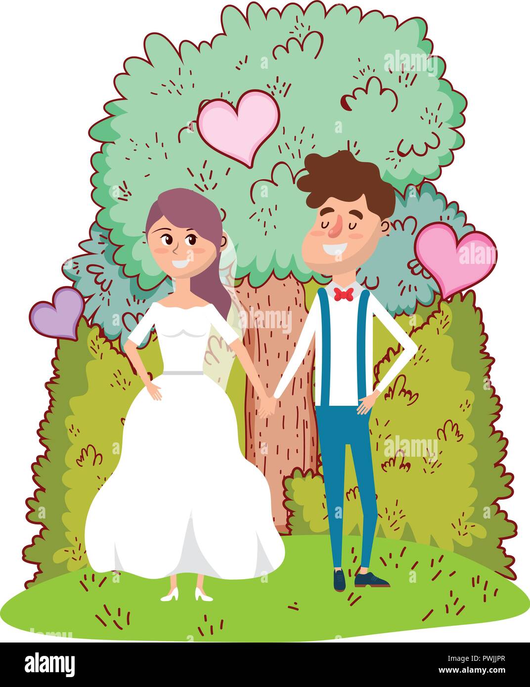 wedding portrait cartoon Stock Vector Image & Art - Alamy