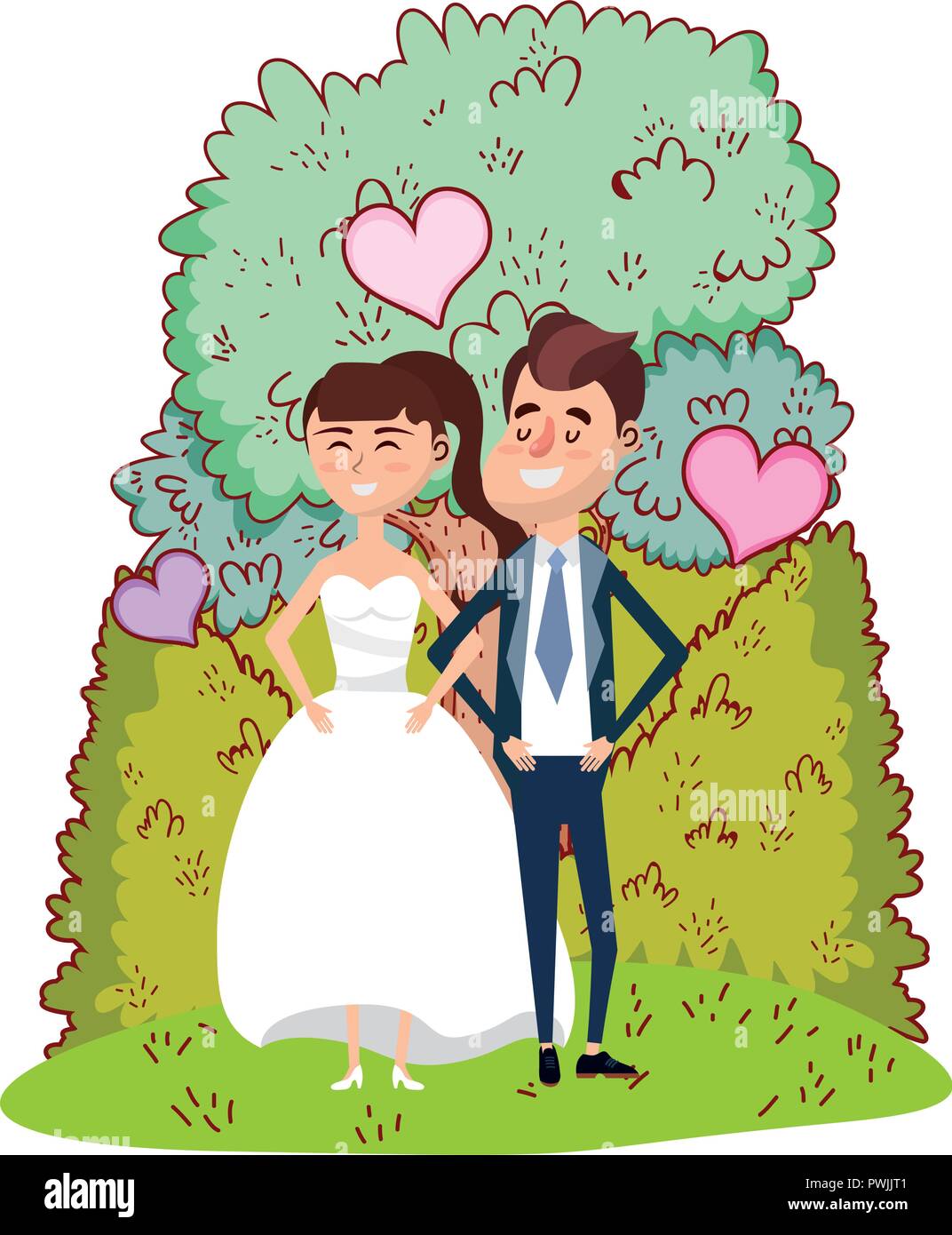 wedding portrait cartoon Stock Vector Image & Art - Alamy