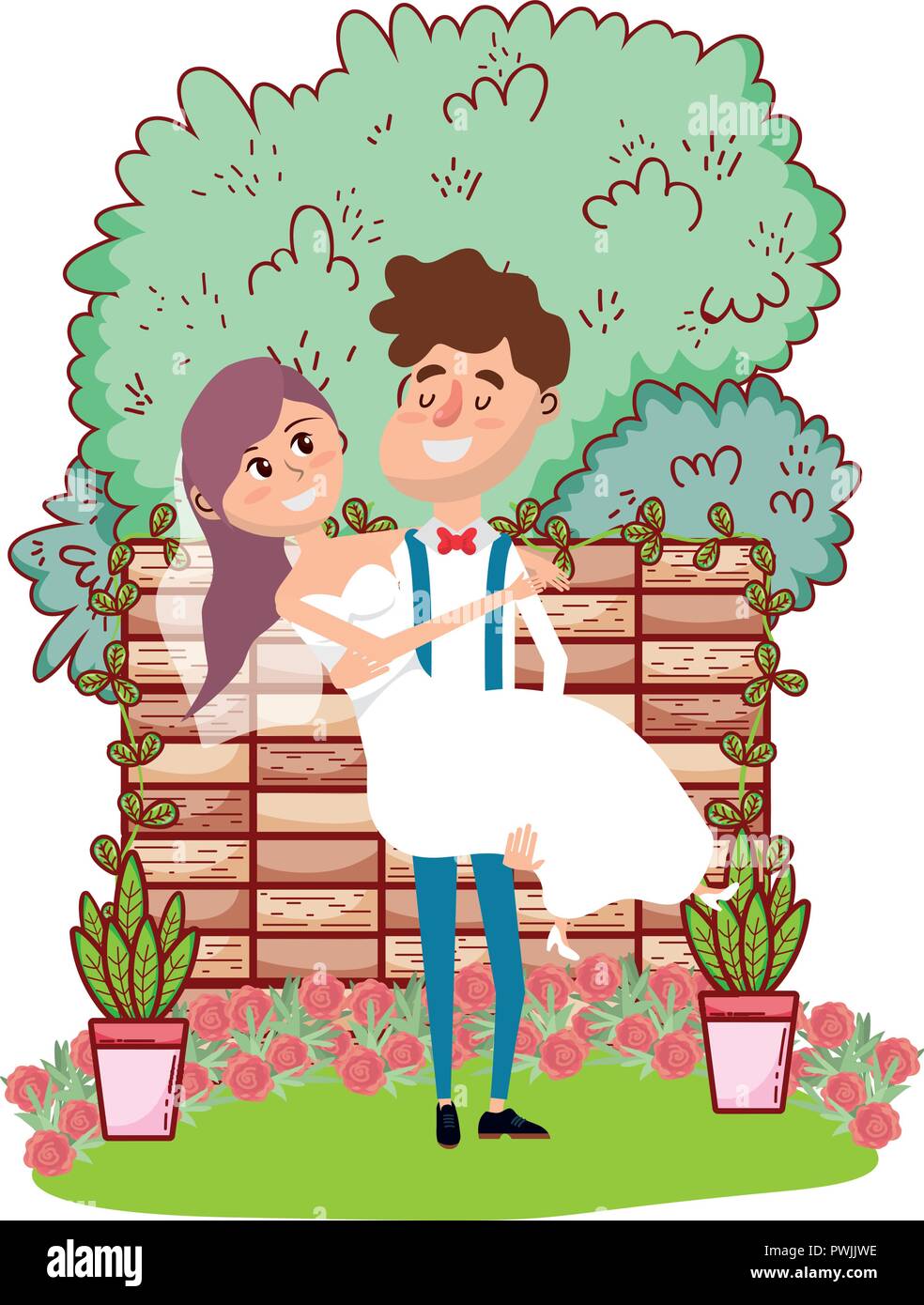 wedding portrait cartoon Stock Vector Image & Art - Alamy
