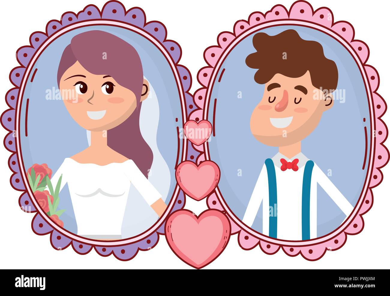 wedding portrait cartoon Stock Vector Image & Art - Alamy