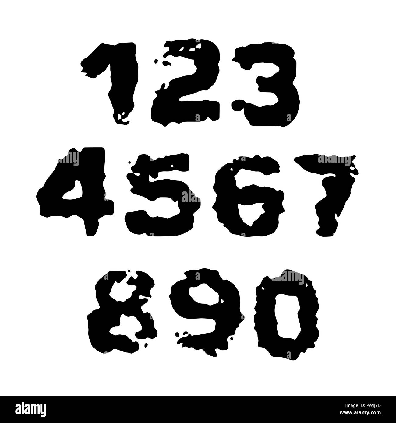 Distressed grunge numbers set. Stamp ink font. Vector illustration ...