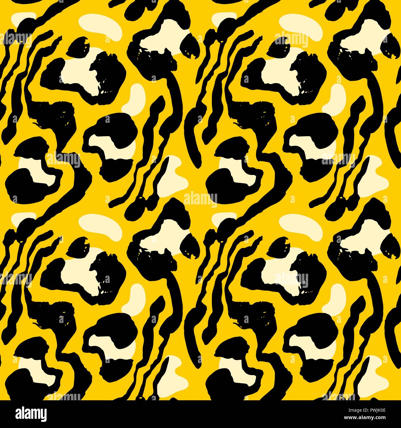 Vector illustration tiger print seamless pattern. Orange and yellow ...