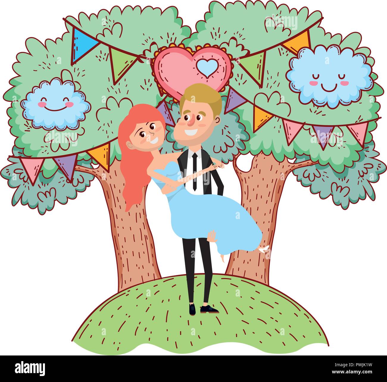 wedding portrait cartoon Stock Vector Image & Art - Alamy