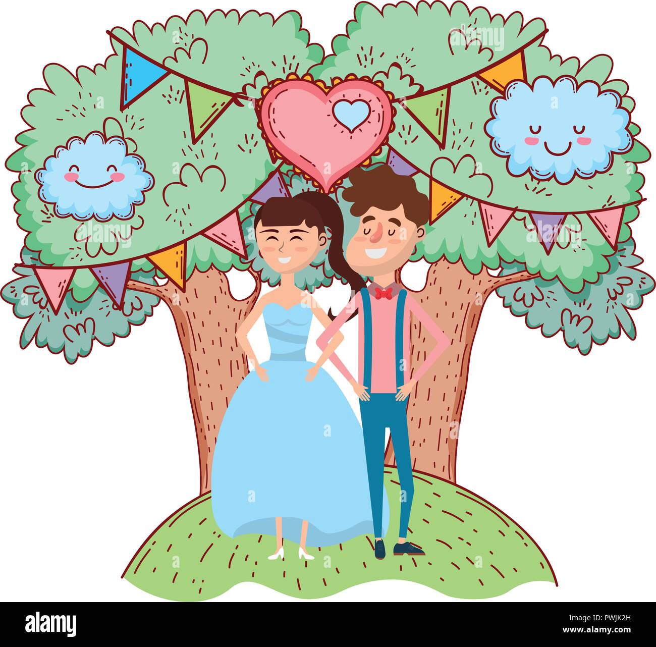 wedding portrait cartoon Stock Vector Image & Art - Alamy