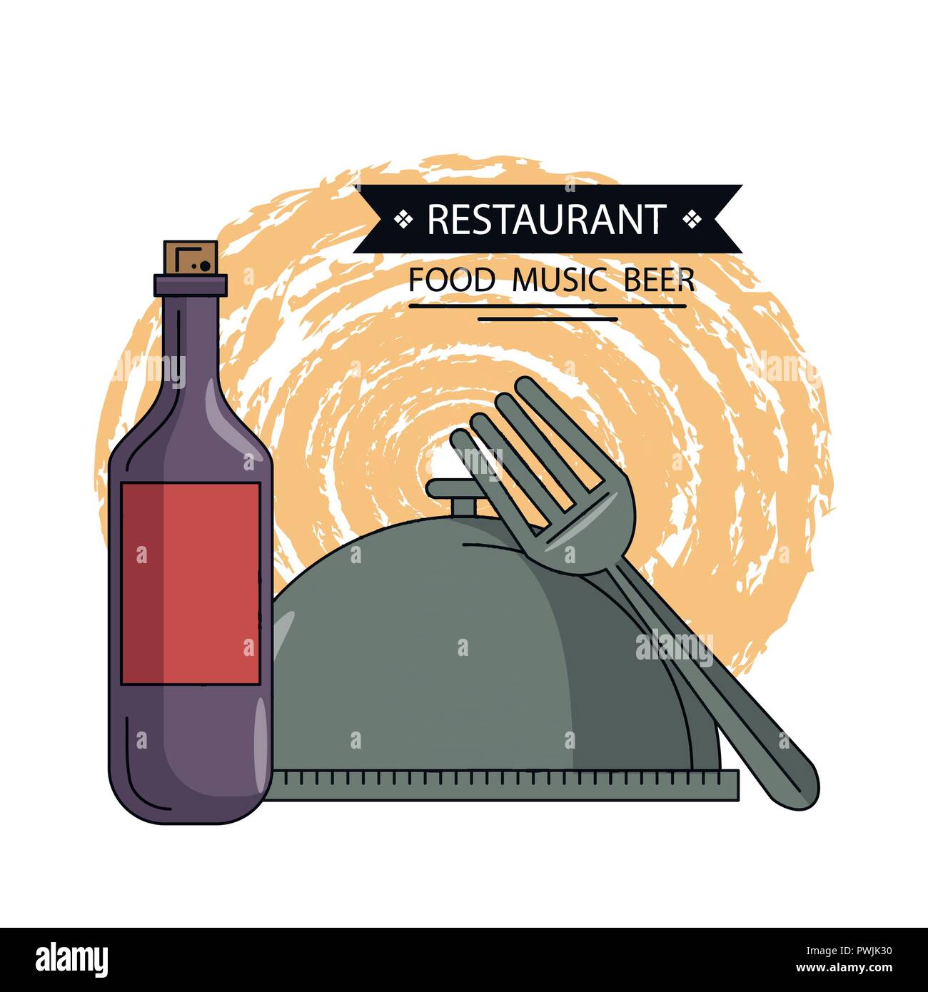restaurant food items and dining utensils design vector illustration ...