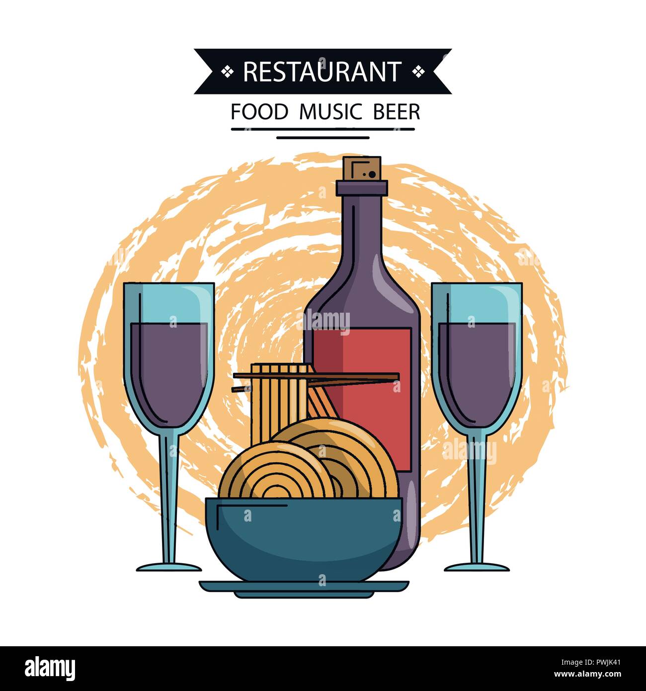 restaurant food items and dining utensils vector illustration graphic ...