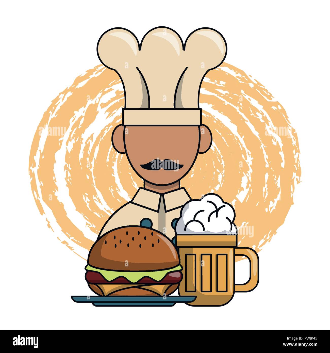 chef cook and food items vector illustration graphic design Stock ...