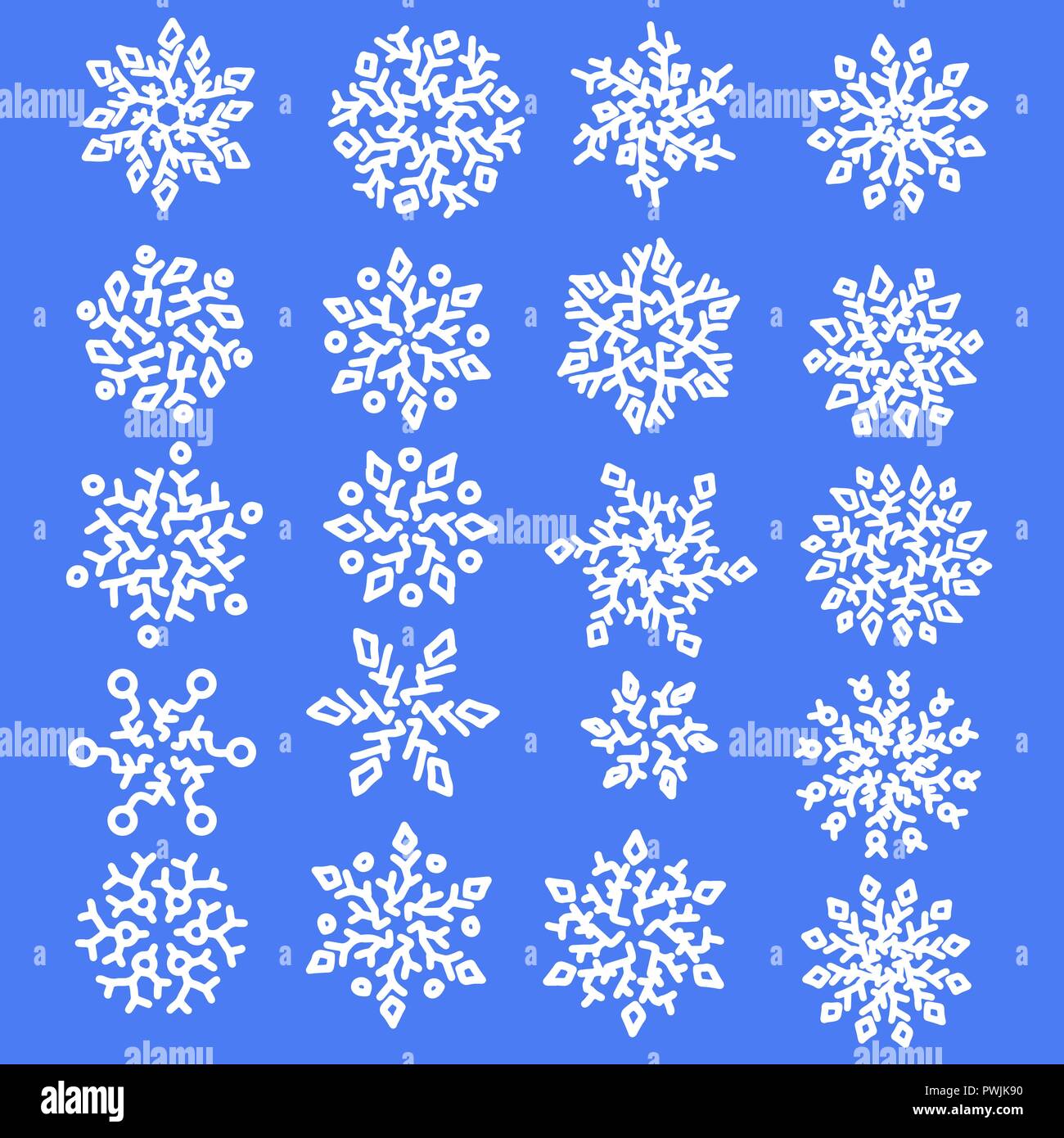 Set of snowflakes. Holiday collection. Snowflakes collection on blue ...
