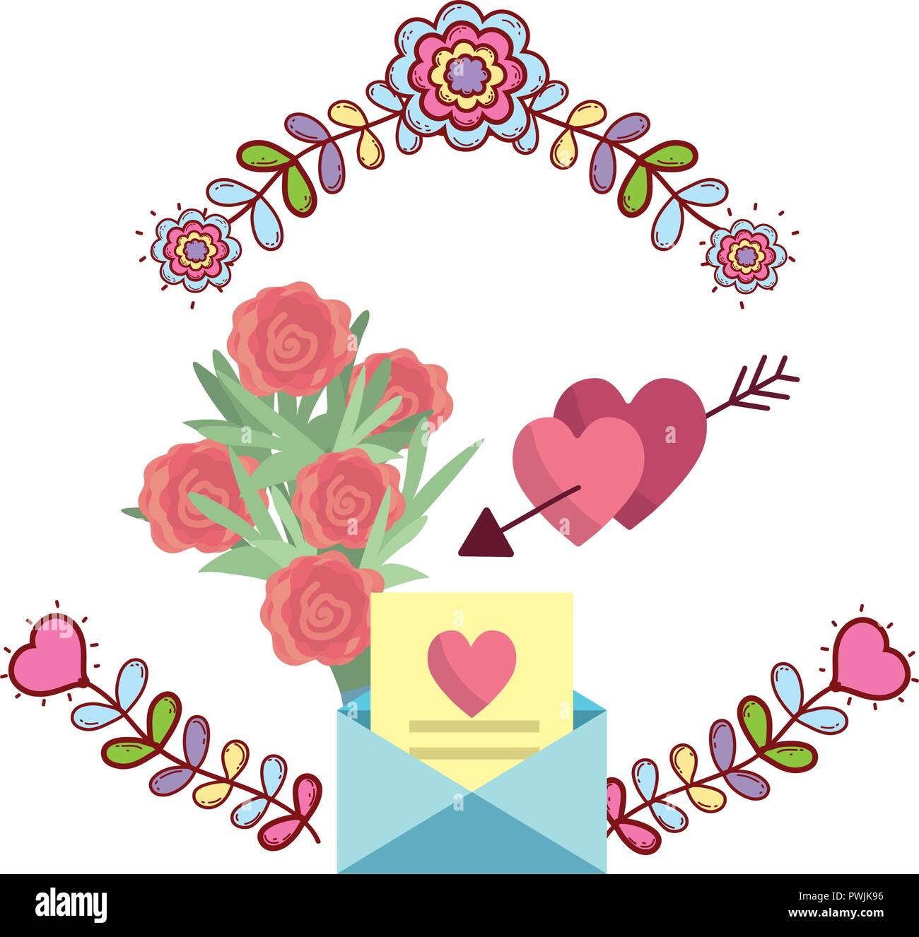 wedding floral decoration cartoon Stock Vector Image & Art - Alamy