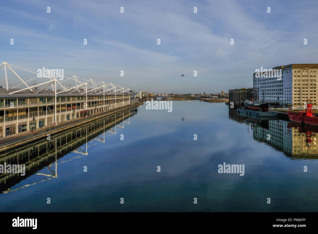 Royal Victoria Dock, London, uk - February 14, 2018: Aerial view of the ...
