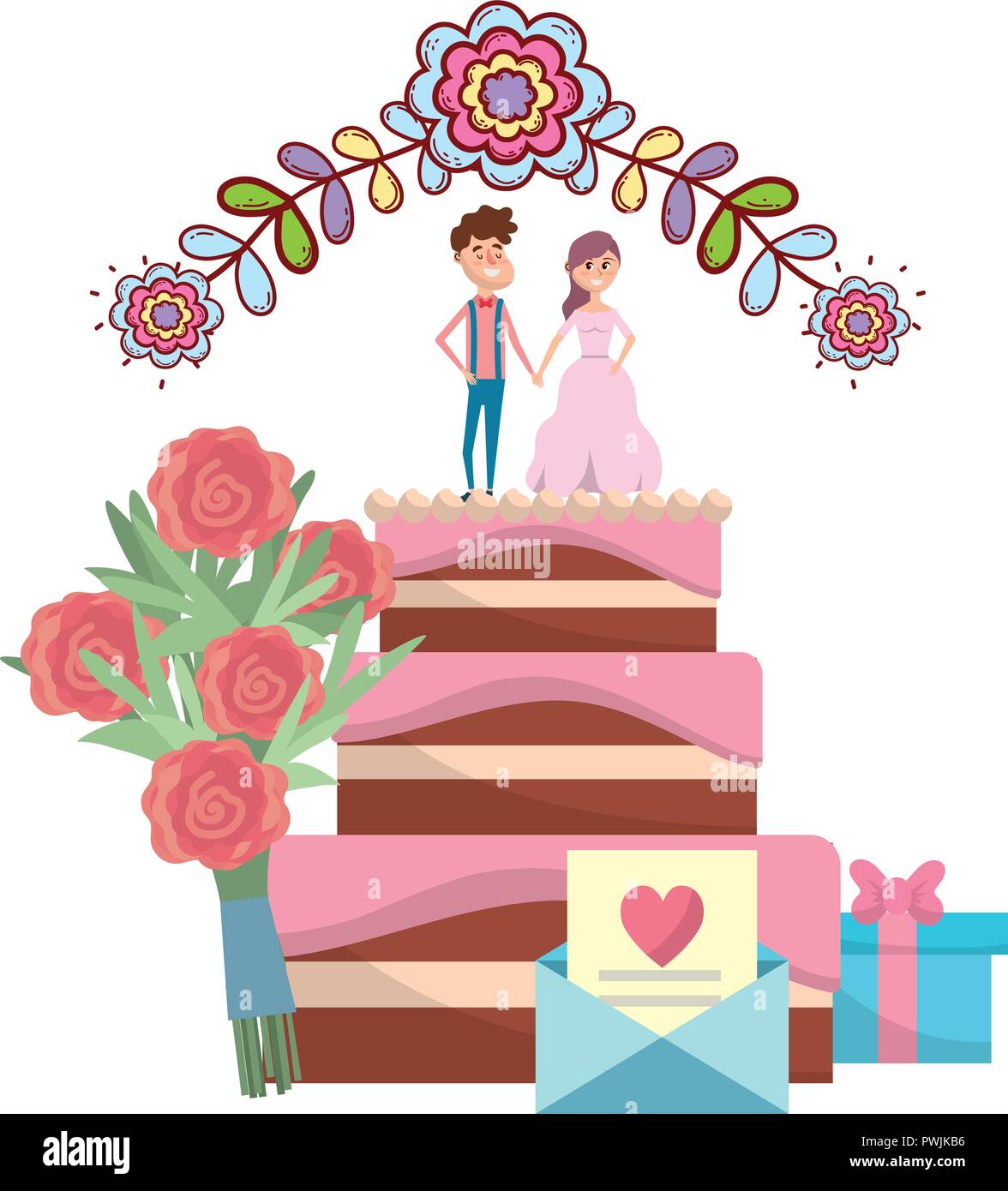 wedding floral decoration cartoon Stock Vector Image & Art - Alamy