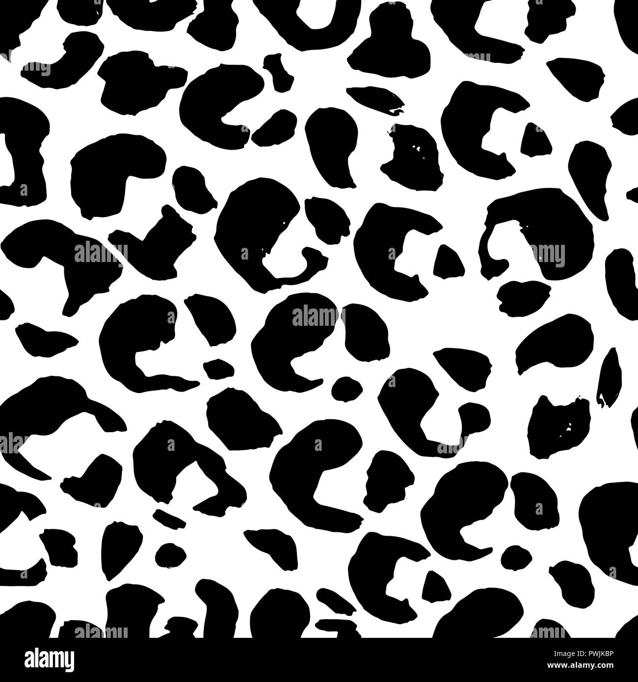 Seamless black and white leopard pattern. Animal skin grunge texture ...