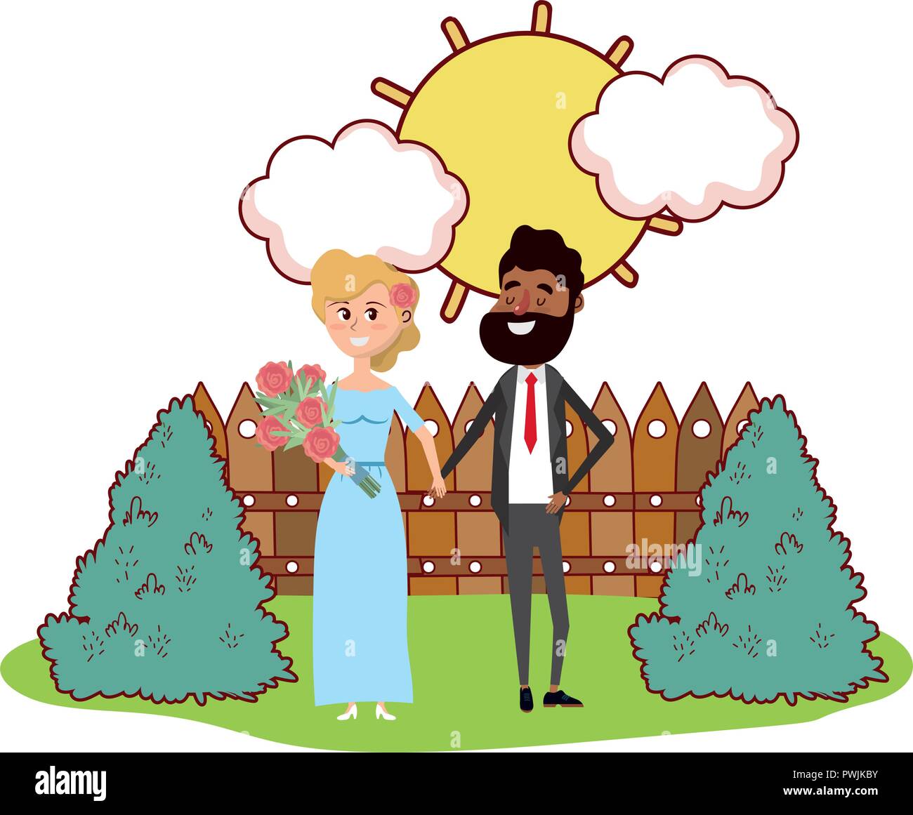 wedding portrait cartoon Stock Vector Image & Art - Alamy