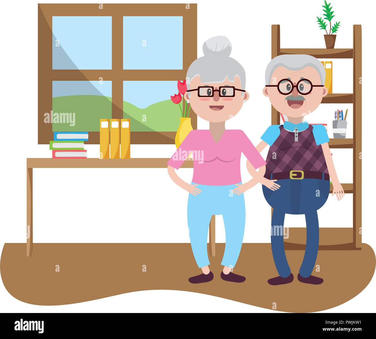 Elderly couple table Stock Vector Images - Alamy