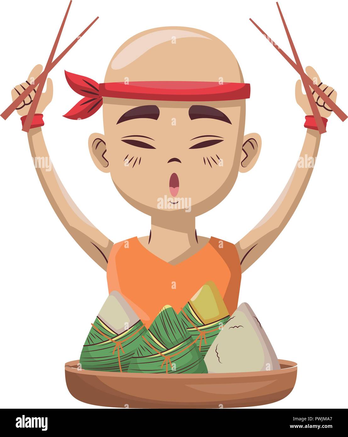Asian man with rice dumplings cartoons vector illustration graphic ...
