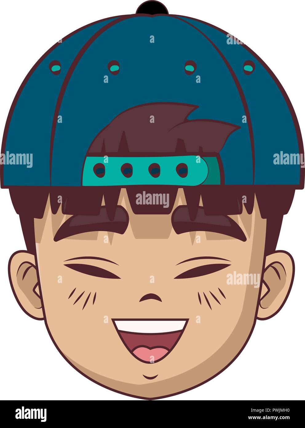 Asian man face with cap hat vector illustration graphic design Stock ...